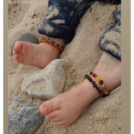 Child Pebble Beach Polished Mixed Baltic Amber Anklet Bracelet - Love ...