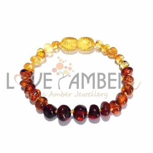 Boys Girls Child Rainbow Bright Mixed Polished Baltic Amber Anklet ...